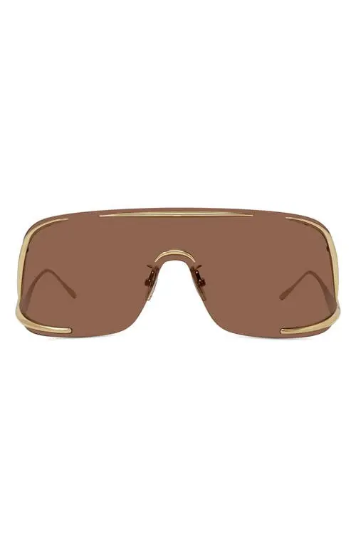 Loewe Signature 141mm Oversize Shield Sunglasses - Shiny Endura Gold/bordeaux