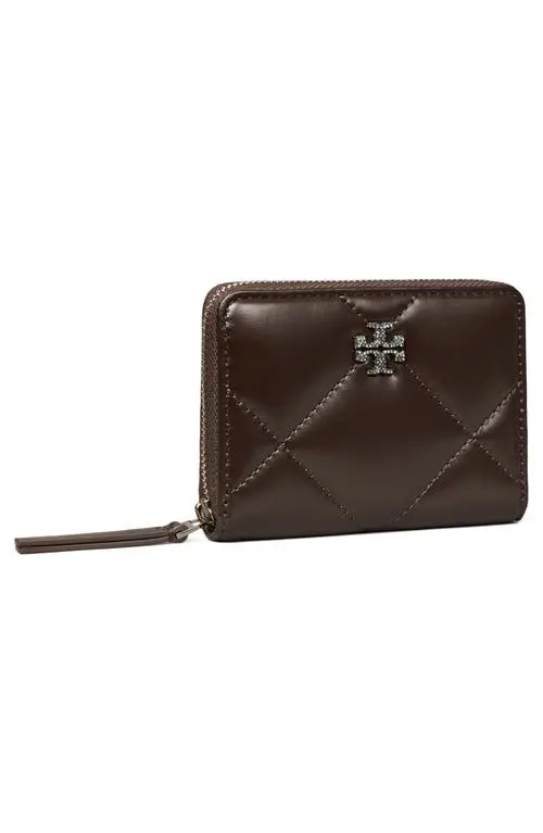Tory Burch Kira Pavé Diamond Quilted Leather Zip Card Case