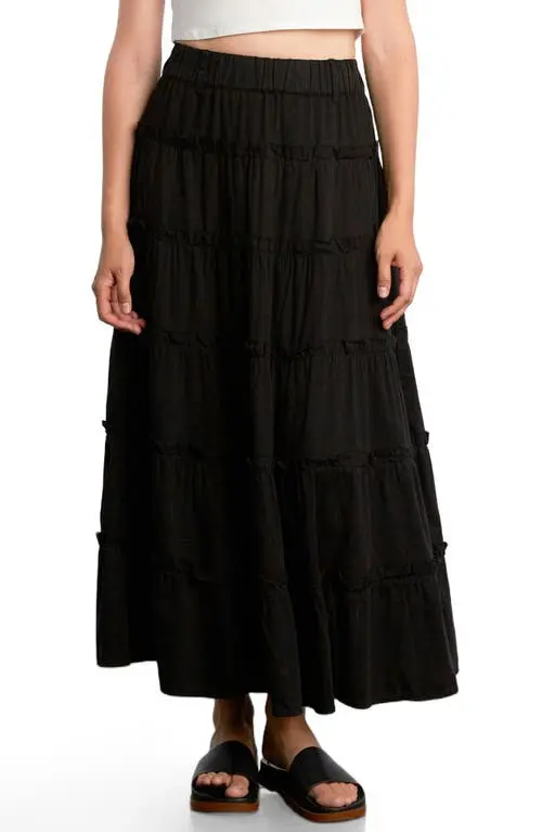 BILLY T Floral Print Maxi Skirt - Black Lake