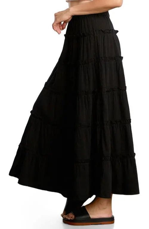 BILLY T Floral Print Maxi Skirt - Black Lake
