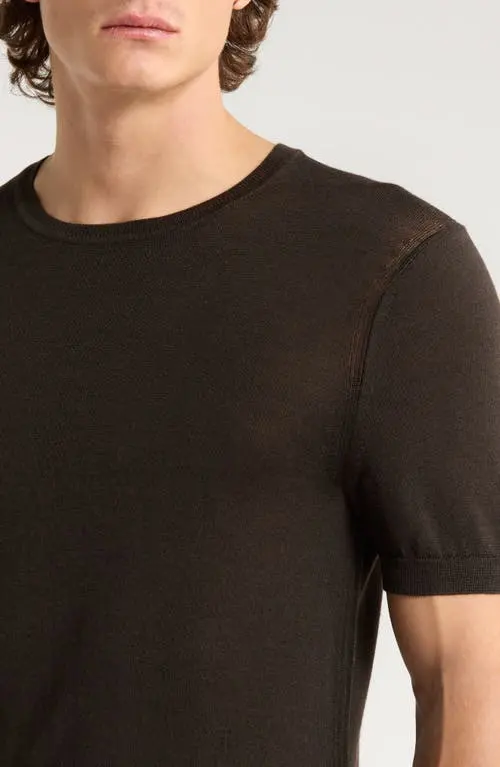 Rag & Bone Aulton Short Sleeve Wool Blend Sweater - Dark Brown