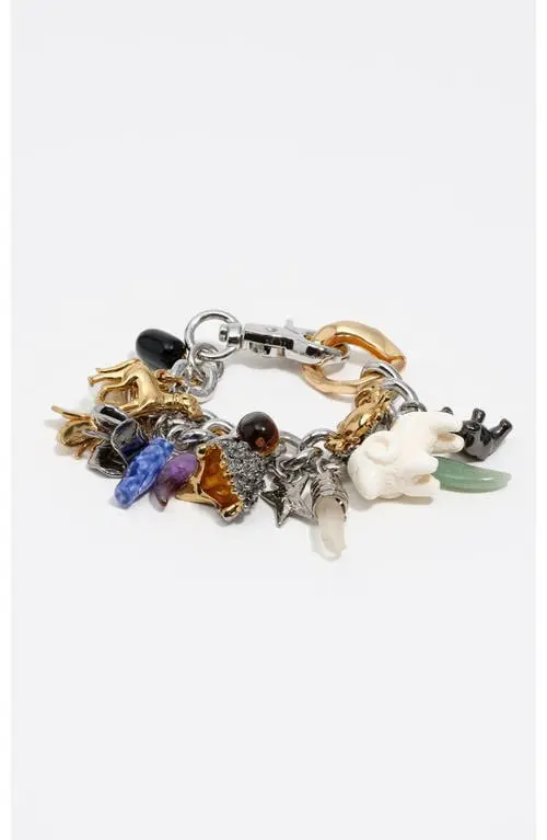 Bimba Y Lola Multi-charm Chain Bracelet - Dark Silver