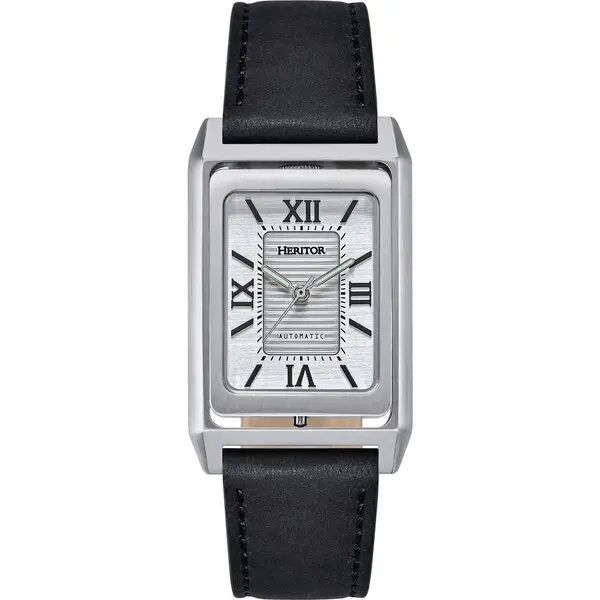 HERITOR AUTOMATIC Rectangular Stainless Steel Watch - Silver