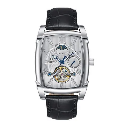 HERITOR AUTOMATIC Valentin Tonneau Watch With Date And Moonphase - Silver