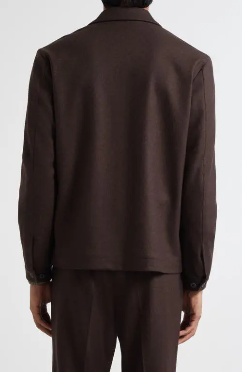 Sunspel Boiled Wool Zip Jacket - Truffle
