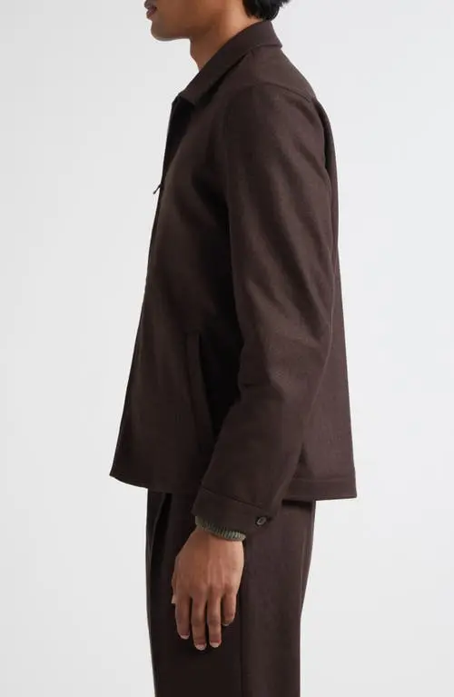 Sunspel Boiled Wool Zip Jacket - Truffle