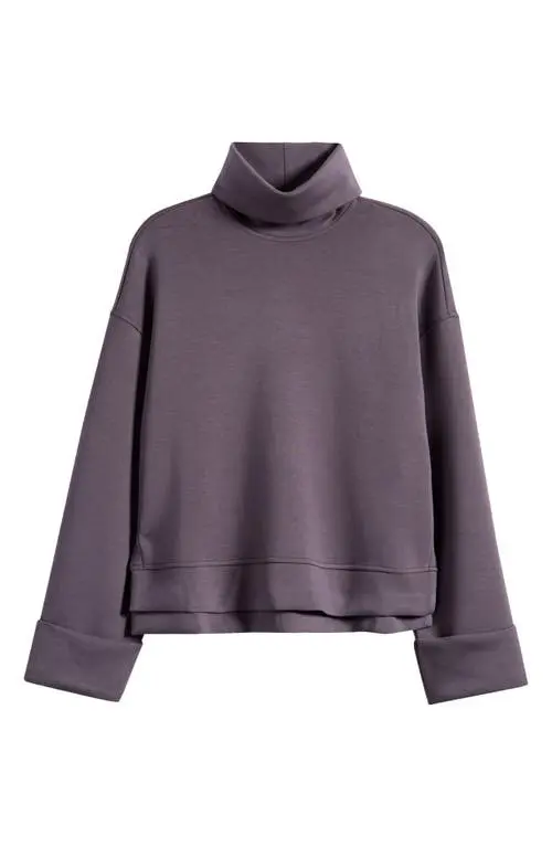 Spanx Cuffed Sleeve Crop Turtleneck Sweatshirt - Storm