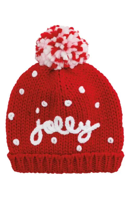 MUD PIE Jolly Holiday Embroidered Hat - Red