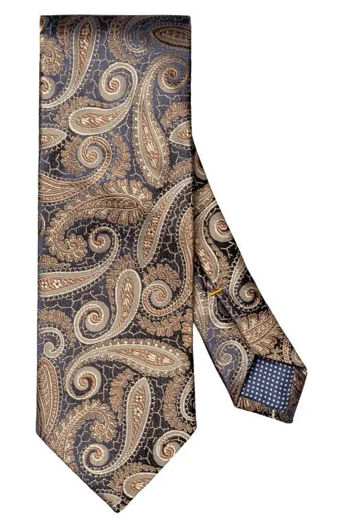 Eton Paisley Silk Tie - Medium Brown