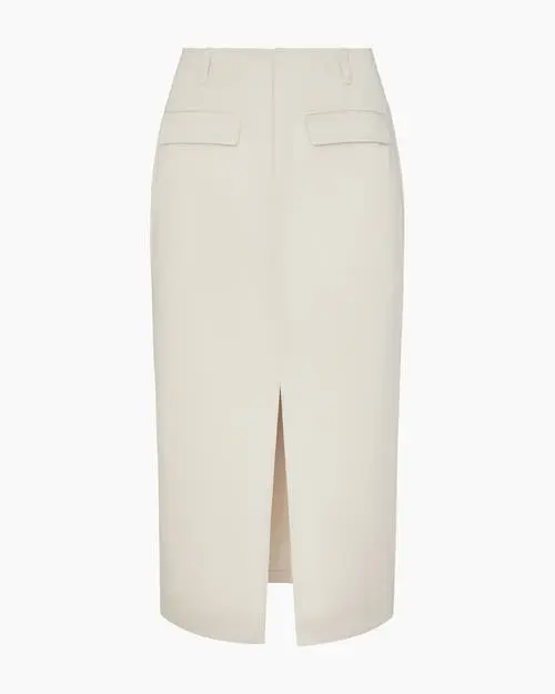Onia High-rise Front Slit Midi Skirt - Stone