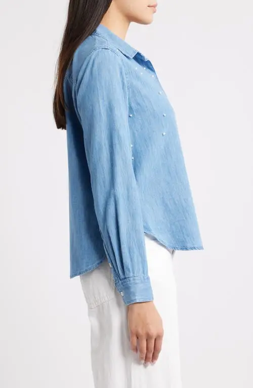 BEACHLUNCHLOUNGE Kenna Pearly Bead Chambray Shirt