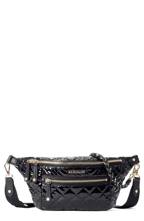 Mz Wallace Small Crosby Quilted Nylon Convertible Bag - Black Lacquer