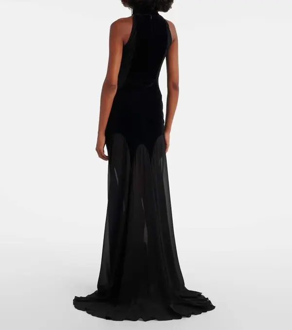 Alexander McQueen Velvet-trimmed Silk Georgette Gown