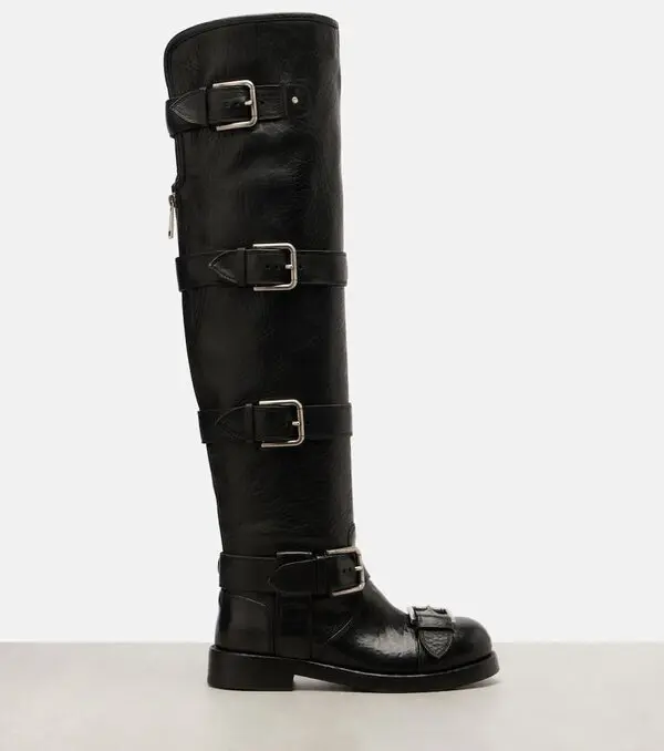 Dolce & Gabbana Over-the-knee Leather Biker Boots