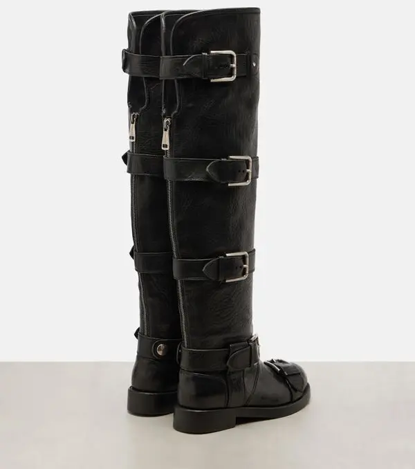 Dolce & Gabbana Over-the-knee Leather Biker Boots