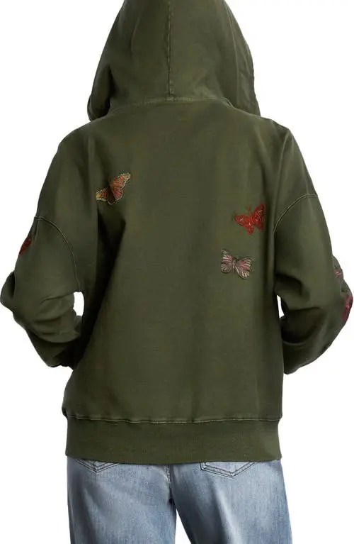BILLY T Butterfly Front Zip Hoodie - Fave Green