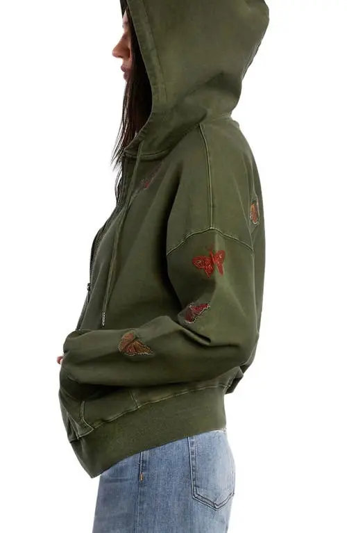 BILLY T Butterfly Front Zip Hoodie - Fave Green