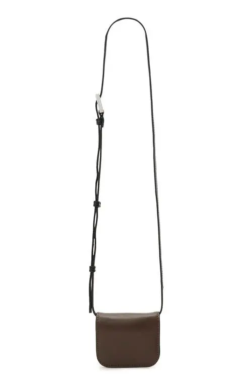 ALLSAINTS Small Maeve Leather Crossbody Card Holder - Fango Brown