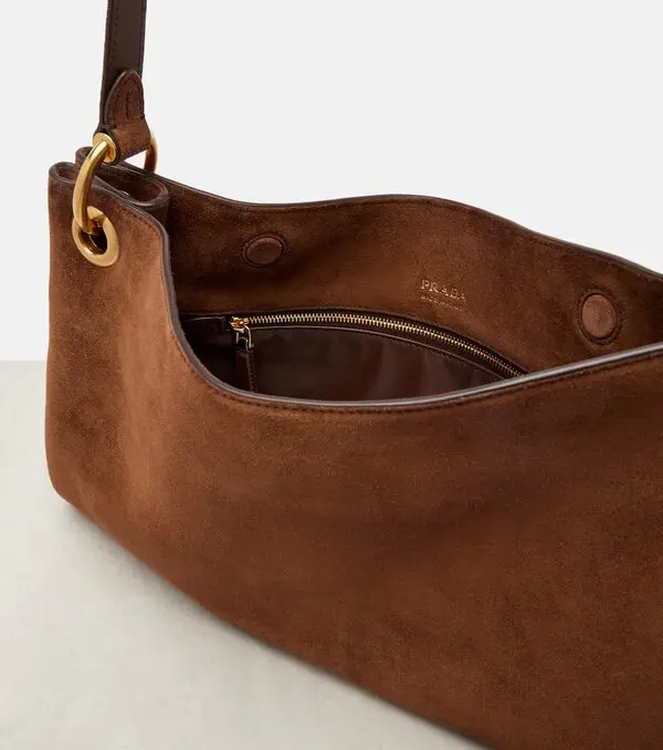 Prada Etude Suede Shoulder Bag - Brown