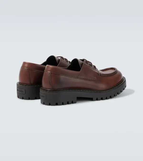 Prada Calf Leather Lace-up Loafers - Brown