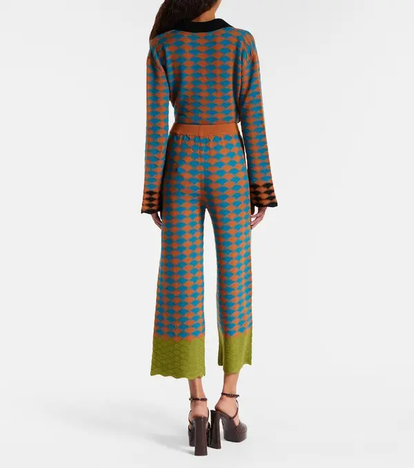 La DoubleJ Intarsia Knitted Straight Wool Pants