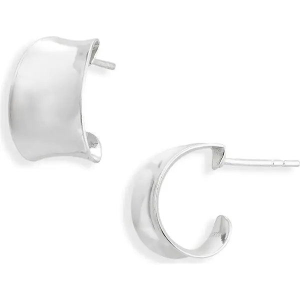 Argento Vivo Wide Concave Hoop Earrings - Silver