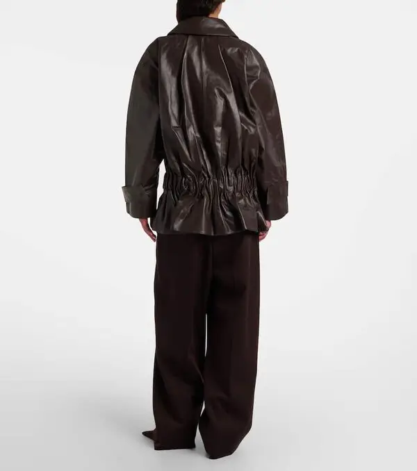 Victoria Beckham Leather Jacket With Detachable Belt - Brown