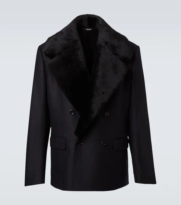 Dolce & Gabbana Shearling-trimmed Virgin Wool Blazer