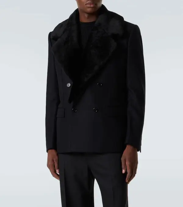 Dolce & Gabbana Shearling-trimmed Virgin Wool Blazer