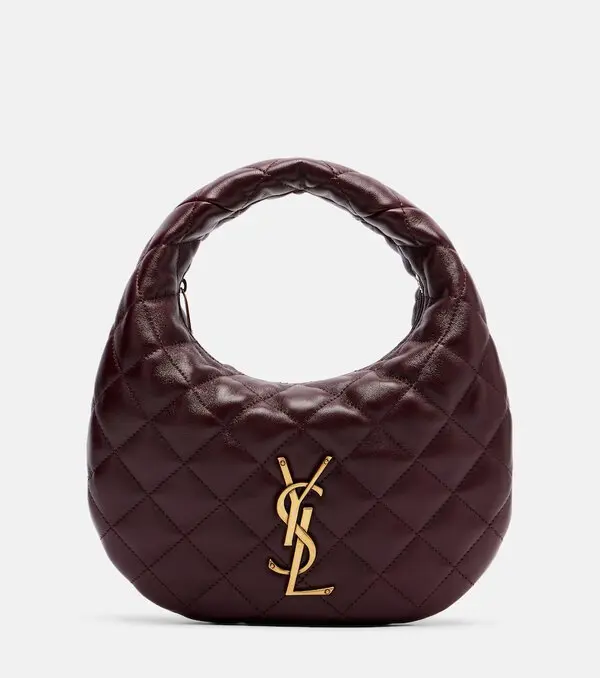 Saint Laurent Quilted Leather Top Handle Bag - Burgundy