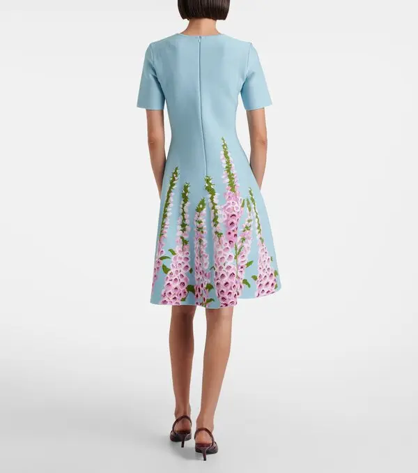Oscar De La Renta Floral Jacquard Minidress - Blue