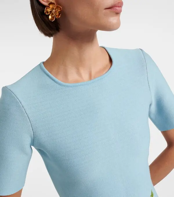 Oscar De La Renta Floral Jacquard Minidress - Blue