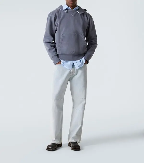 Our Legacy Relic Distressed Cotton Jersey Hoodie - Blue