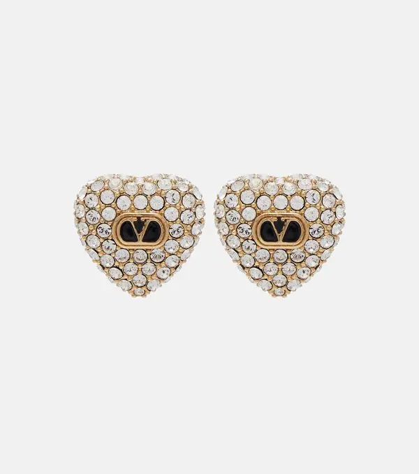 Valentino Garavani Cœur Royal Swarovski Embellished Earrings - Gold