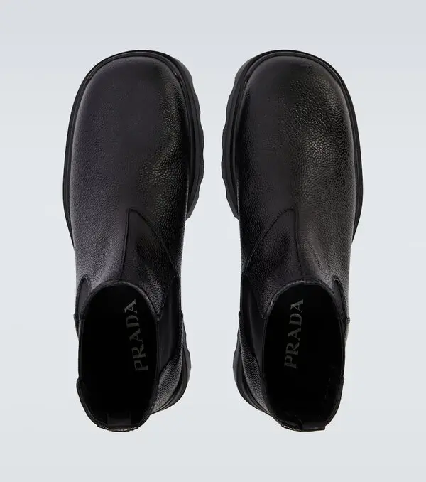 Prada Chelsea Leather Ankle Boots