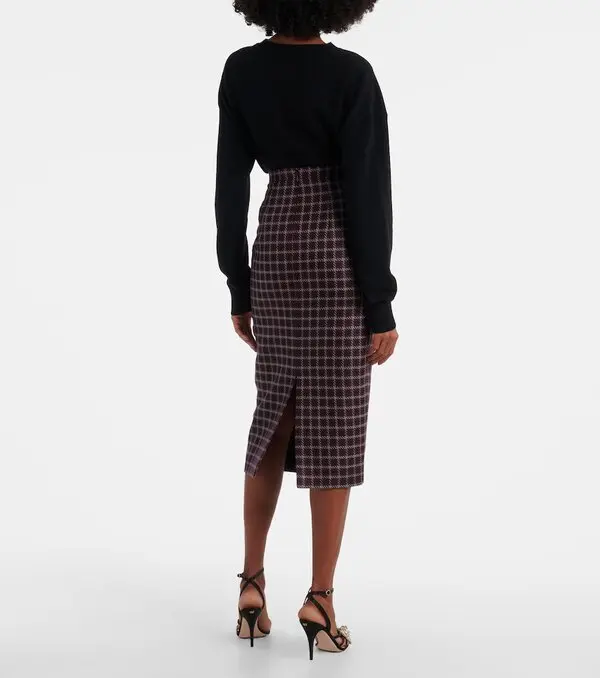 EMILIA WICKSTEAD Lorelei Houndstooth Genzianella Pencil Skirt