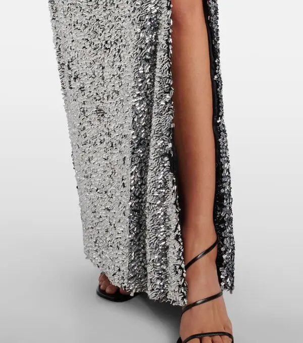 AREA One-shoulder Sequined Gown