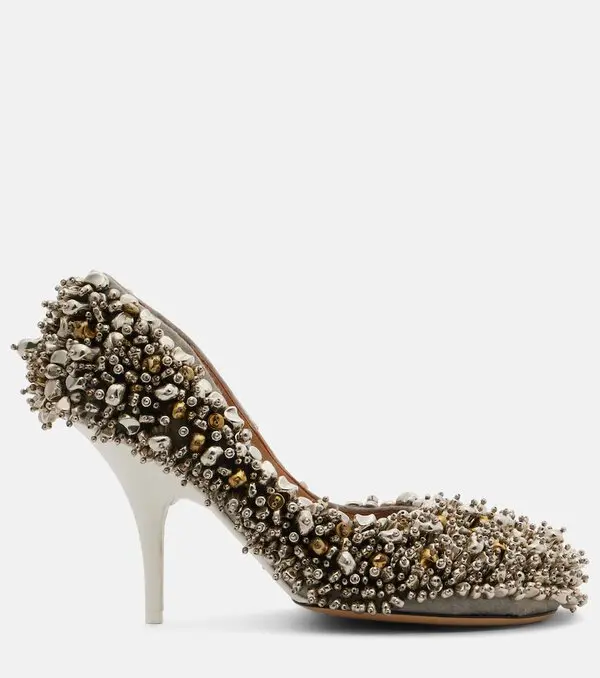 Dries Van Noten Embellished Leather-trimmed Pumps