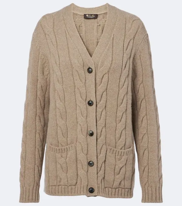 Loro Piana Napier Cable-knit Cashmere Cardigan - Brown