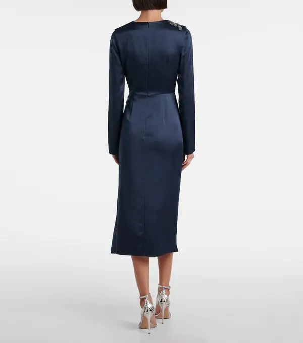 Erdem Crystal-embellished Satin Cady Cocktail Dress - Blue