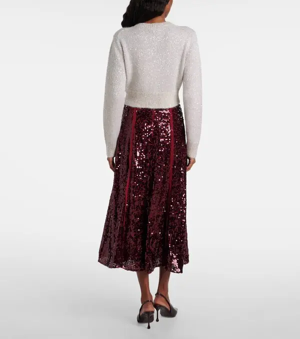 Erdem Embellished Cropped Alpaca-blend Cardigan - Beige