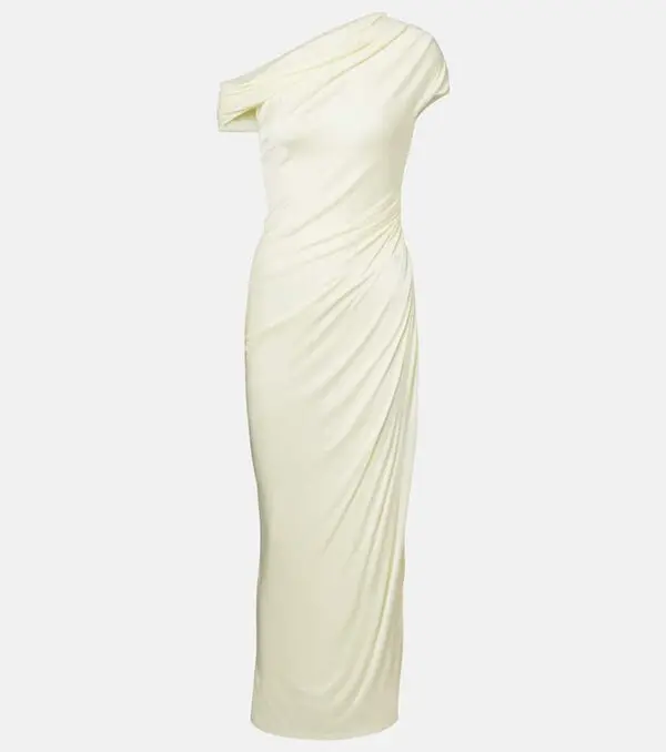 Galvan Draped One-shoulder Midi Dress
