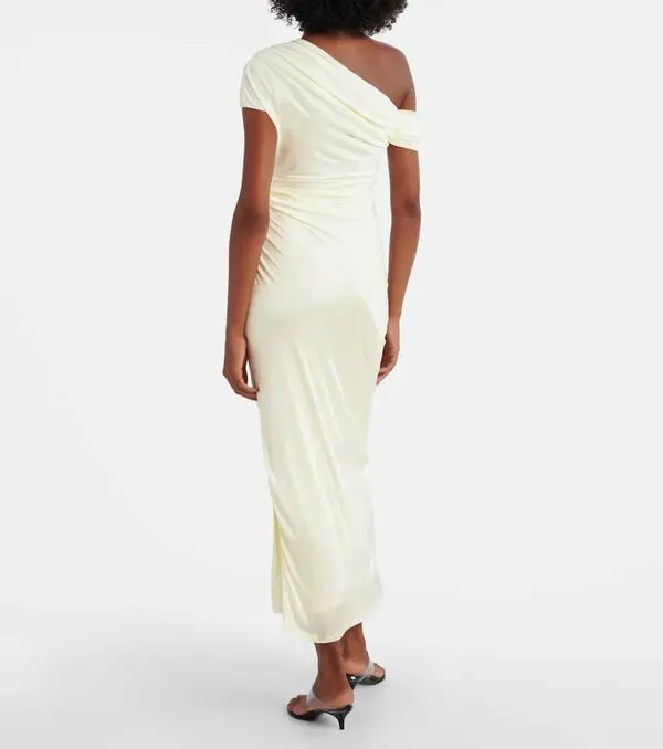 Galvan Draped One-shoulder Midi Dress