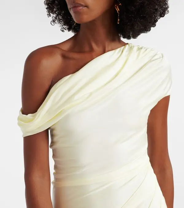 Galvan Draped One-shoulder Midi Dress