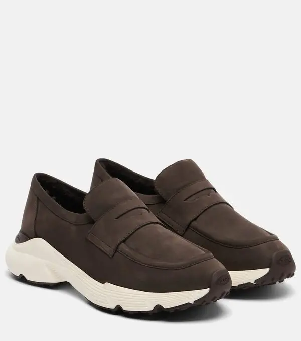 TOD'S Shearling-lined Leather Slip-on Shoes - Brown