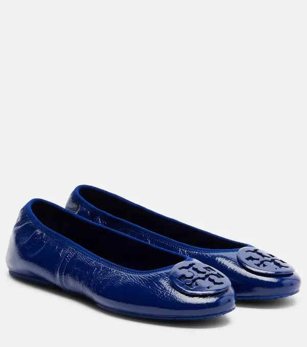 Tory Burch Reva Travel Leather Ballet Flats - Blue