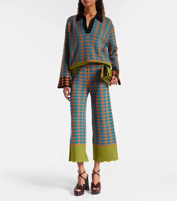 La DoubleJ Intarsia Knitted Wool Pants - Multicoloured