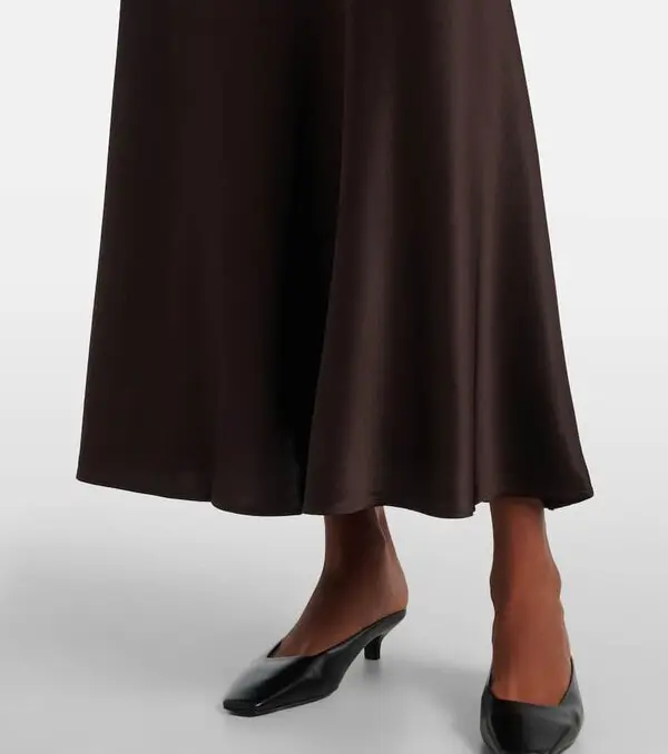 Staud Freda Ruched Silk-blend Gown - Brown