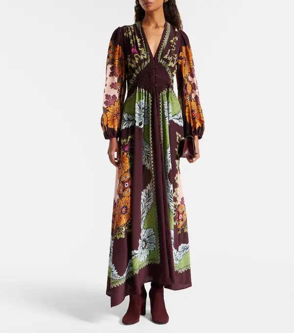 La DoubleJ Printed Silk Maxi Dress