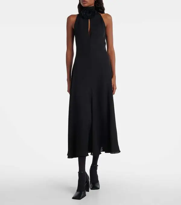 Alaïa Flower Halterneck Midi Dress